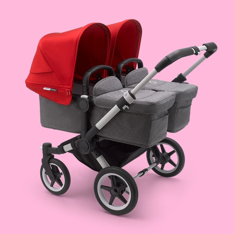 Bugaboo Donkey 3 Twin bassinet and seat stroller Black sun canopy ...