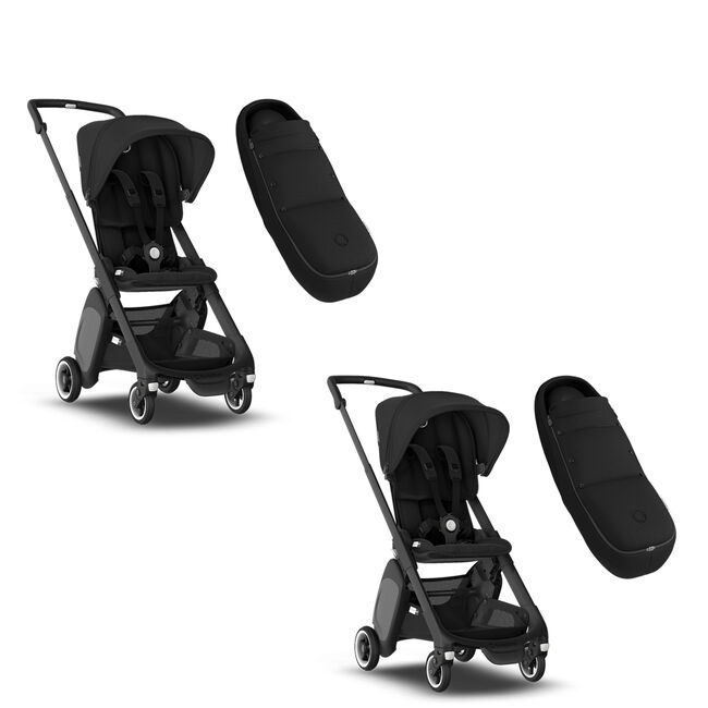 Two Bugaboo Ant strollers and Two Cocoons Black sun canopy, black ...
