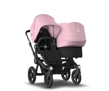 Bugaboo Donkey 3 Duo bassinet and seat stroller Soft pink sun canopy ...