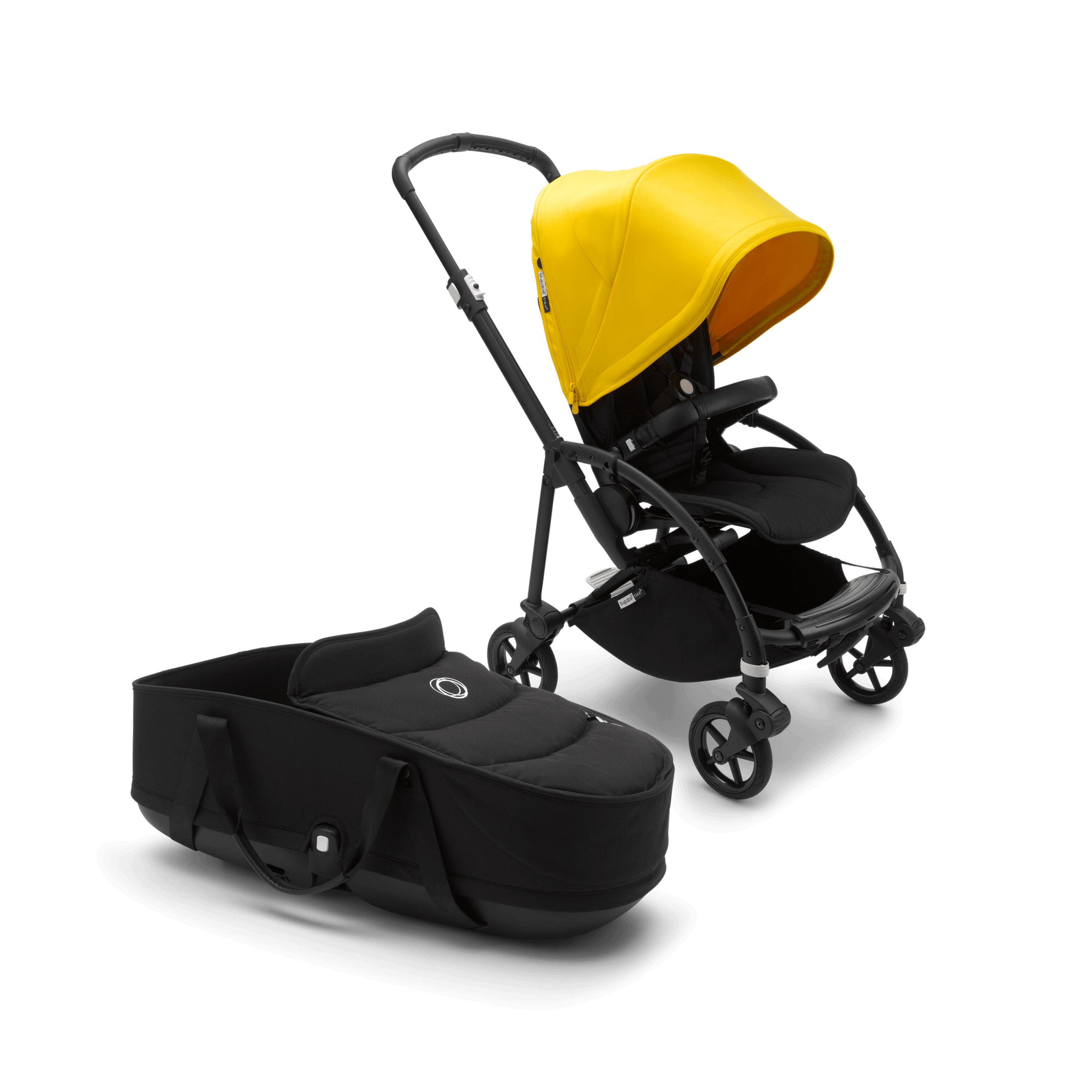 Bugaboo Bee 6 carrycot and seat pushchair Lemon yellow sun canopy ...