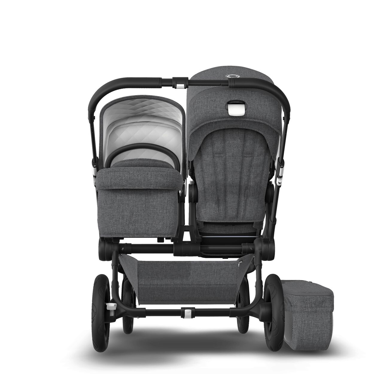Bugaboo Donkey 2 Duo Seat and carrycot pushchair Classic collection grey mélange sun canopy ...