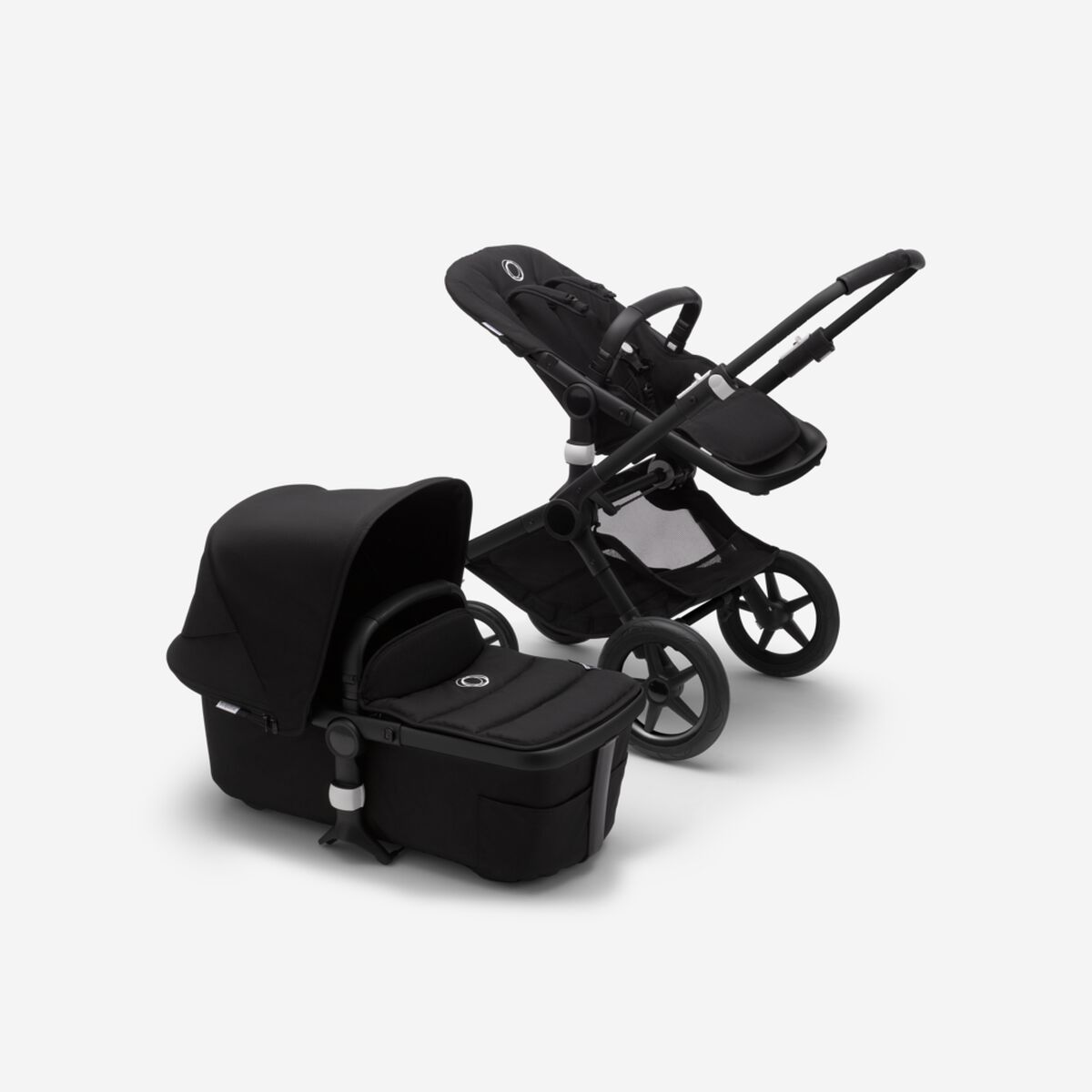 Bugaboo Fox 2 carrycot and seat pushchair Black sun canopy, black ...