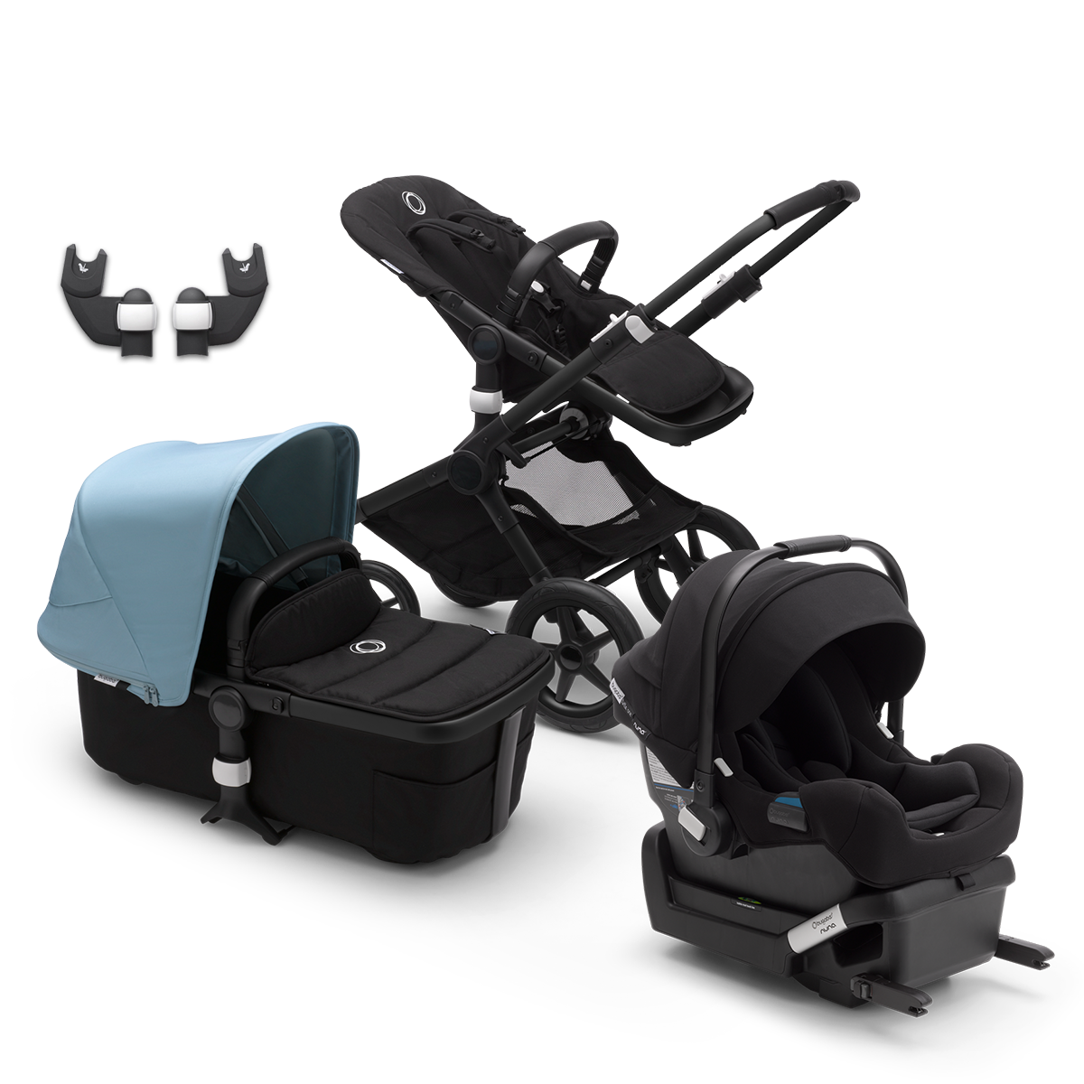 Bugaboo Fox 2 and Turtle One by Nuna bundle Vapor blue sun canopy ...