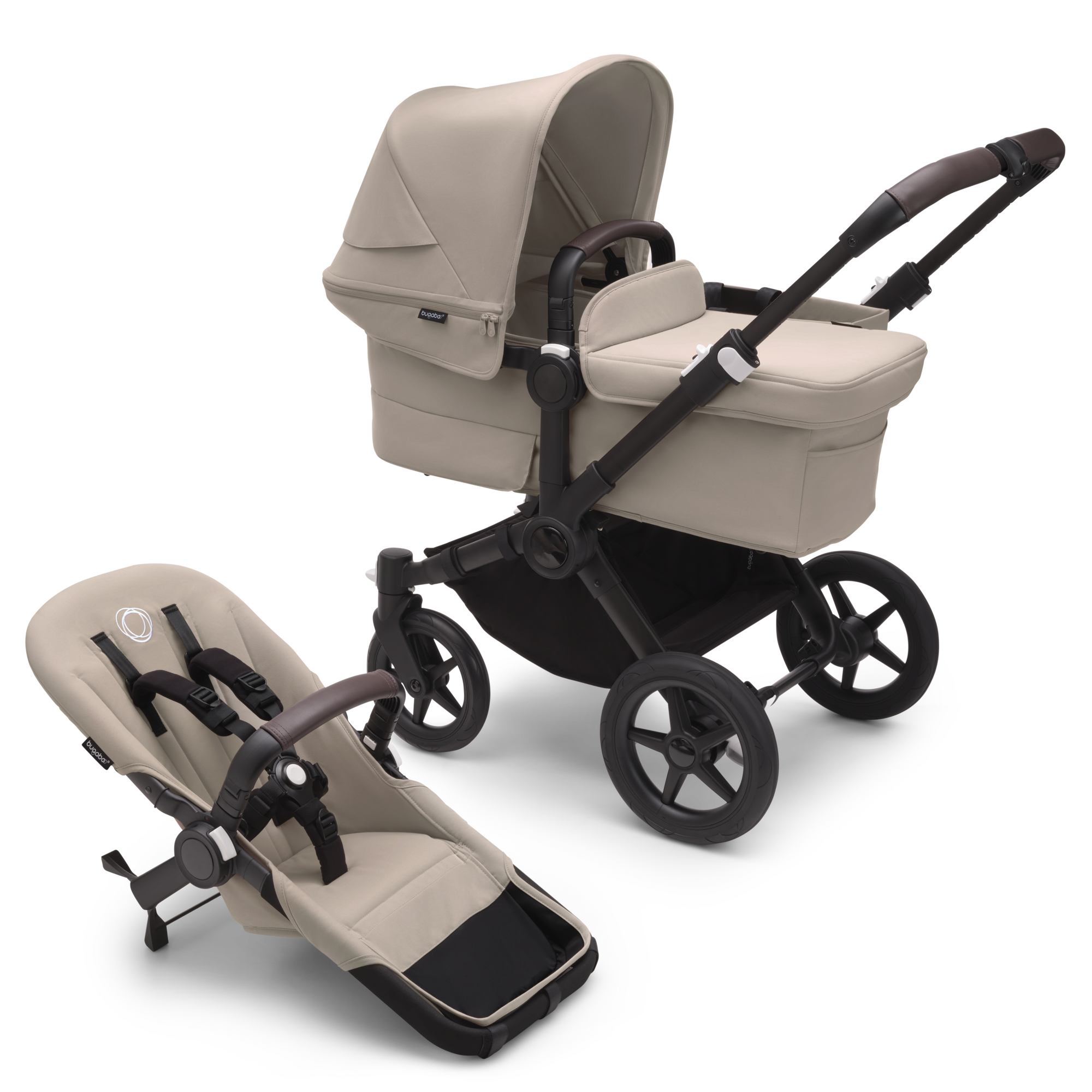 Bugaboo Donkey 5 Mono bassinet and seat stroller Desert taupe sun ...