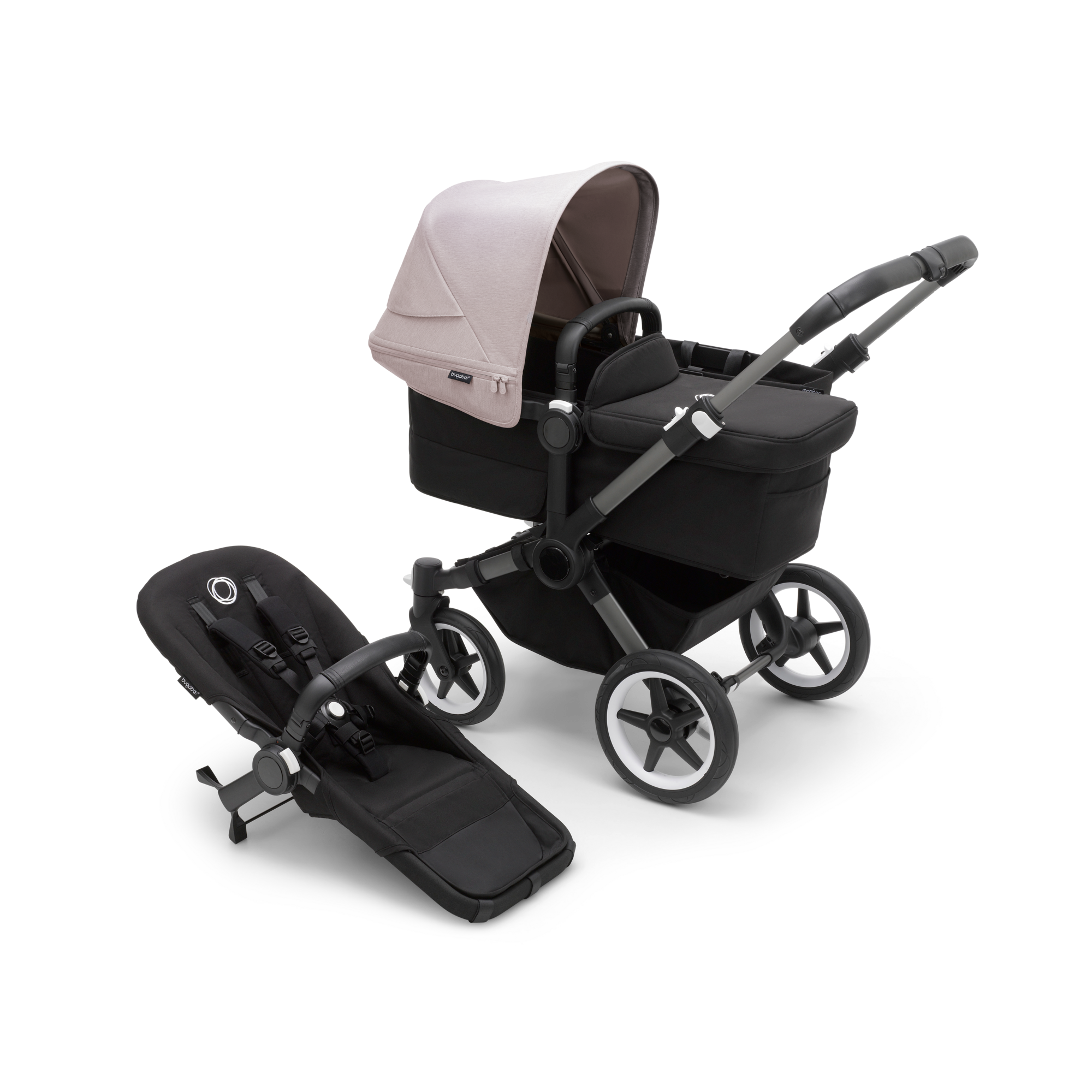 Bugaboo Donkey 5 Mono bassinet and seat stroller Misty white sun canopy ...
