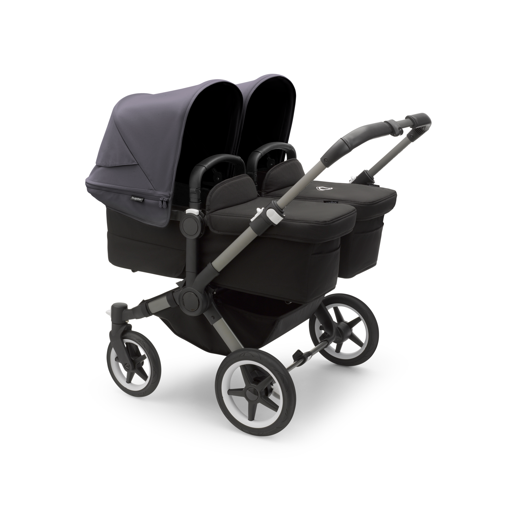 Bugaboo Donkey 5 Twin bassinet and seat stroller Stormy blue sun canopy ...