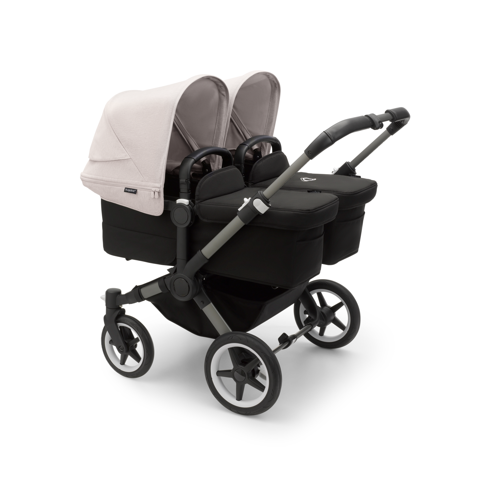 Bugaboo Donkey 5 Twin carrycot and seat pushchair Misty white sun canopy, midnight black fabrics ...